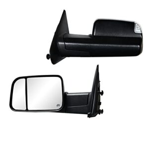 aerdm new towing mirrors compatible with 2002-2008 dodge ram 1500 for 2003-2009 dodge ram 2500 3500 pickup truck power heated side view pair set black flip-up side mirror