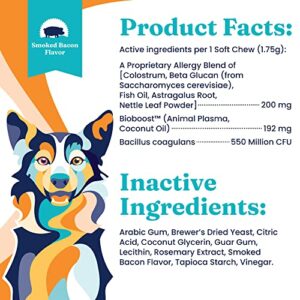 Solid Gold Dog Allergy Relief Chews - Dog Itch Relief with Omega 3 Wild Alaskan Salmon Fish Oil + Colostrum & Beta Glucan - Anti Itch & Hot Spots + Seasonal Allergies - Bacon Flavor - 120 Count