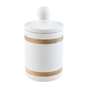 Mud Pie Wood Strap Canisters, White