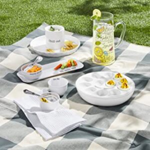 Mud Pie Outdoor Tray and Dip Set, Tray 5" X 13" | Cup 2" X 4" Dia | Spreader 6"