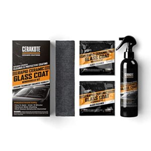 CERAKOTE® Rapid Ceramic Glass Coat Windshield Kit (8 oz Bottle)– Max Strength Rain Repelling Coating – Easy to Apply – Includes Glass Cleaner – Long Lasting Ceramic Formula – Maximum Water Shedding