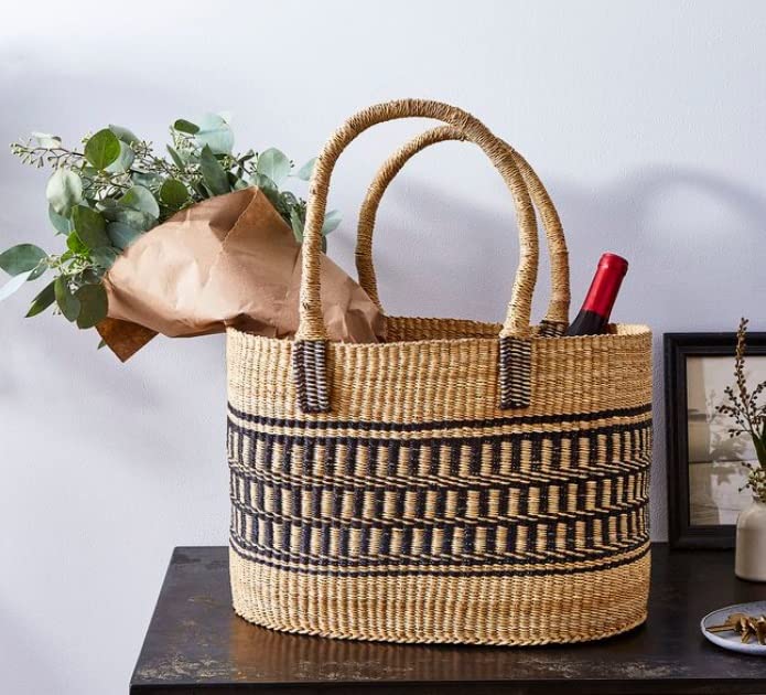 Vea Heavy Duty African Basket - Ghana Bolga - Shopping Natural Basket (Wave)