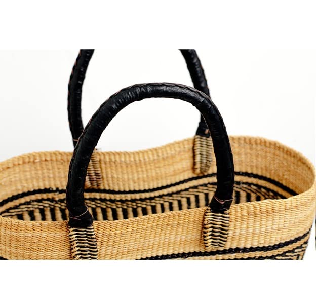 Vea Heavy Duty African Basket - Ghana Bolga - Shopping Natural Basket (Wave)