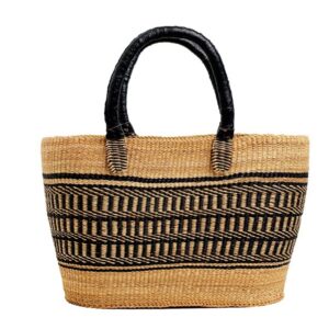 Vea Heavy Duty African Basket - Ghana Bolga - Shopping Natural Basket (Wave)