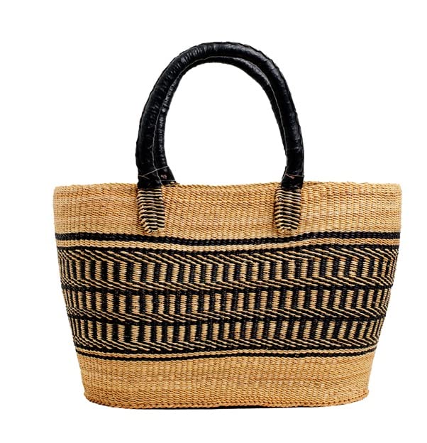 Vea Heavy Duty African Basket - Ghana Bolga - Shopping Natural Basket (Wave)