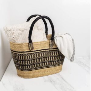 Vea Heavy Duty African Basket - Ghana Bolga - Shopping Natural Basket (Wave)