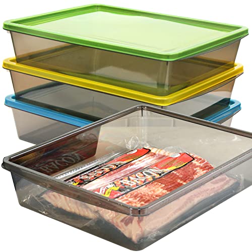 Youngever 3 Pack 1.3 Gallon Food Storage Containers, Plastic Bacon Containers, Meat Containers