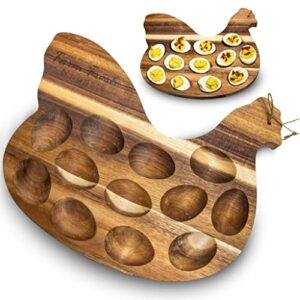 keesh coop deviled egg platter - deviled egg holder countertop - egg container - deviled egg tray - wooden egg holder - chicken egg holder - deviled egg carrier - egg tray 12 holes