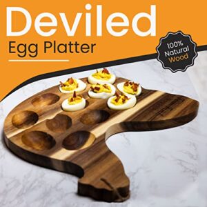 Keesh Coop Deviled Egg Platter - Deviled Egg Holder Countertop - Egg Container - Deviled Egg Tray - Wooden Egg Holder - Chicken Egg Holder - Deviled Egg Carrier - Egg Tray 12 Holes