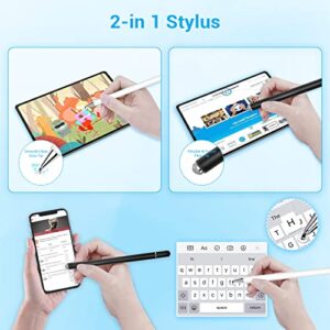 Stylus pens for ipad Touch Screens - Capacitive Stylus for ipad 2 in 1 Disc/Fiber Tablet pen Stylus Pencil with Magnetic Cap for Apple/iPhone/Ipad pro/Mini/Air/Android/Microsoft/Surface White/BL 2pack