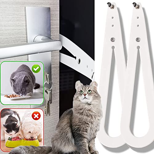 Cat Door Holder Latch, 2PCS Adjustable Door Latch Pet Doors for Cats, Alternative Installs Fast Latch Strap Let's Cats in and Keeps Dogs Out of Litter & Food, No Need for Baby Gate and Pet Door