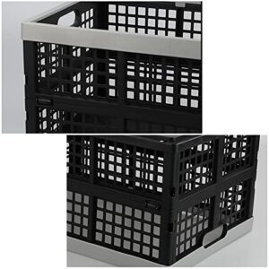 Kekow 3-Pack Black Plastic Collapsible Storage Basket, 42 L Folding Crates Storage