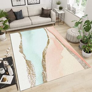 wjjfa mint green area rug, lotus orange clouds living room rug, bedroom rug durable non-slip washable suitable for sofa dining room door mat balcony laundry room corridor-3ft×4ft