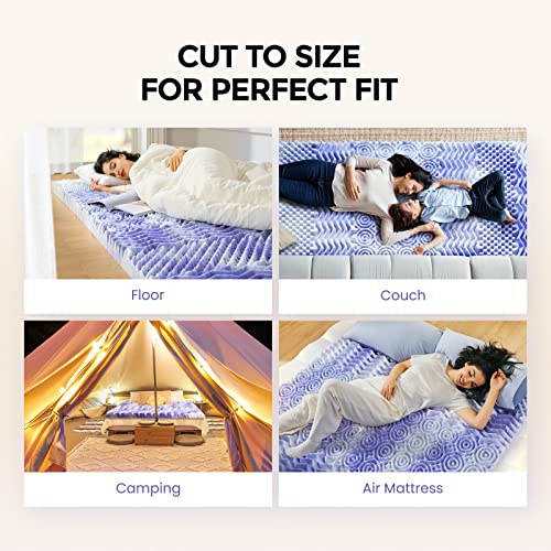 Dreamsmith 3 Inch 7-Zone Twin Memory Foam Mattress Topper, Cooling Gel Infused Foam Mattress Topper Twin for Back Pain, CertiPUR-US Certified Purple