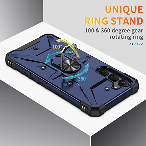 Vecomelo for Samsung Galaxy S23 Case with HD Screen Protector, [Military Grade] 16ft. Drop Tested Cover with Magnetic Kickstand Car Mount Protective Case for Samsung S23 5G, Blue