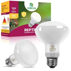 repti home reptile heat lamp bulbs (new upgraded, safer, 100w 2 pack), reptiles & amphibians uva basking spot lamp bulb, reptile daylight heat bulb for bearded dragon, lizard, turtle