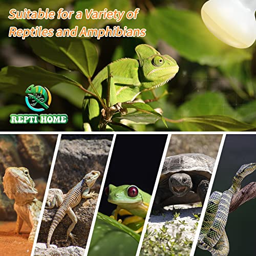 REPTI HOME Reptile Heat Lamp Bulbs (New Upgraded, Safer, 100W 2 Pack), Reptiles & Amphibians UVA Basking Spot Lamp Bulb, Reptile Daylight Heat Bulb for Bearded Dragon, Lizard, Turtle