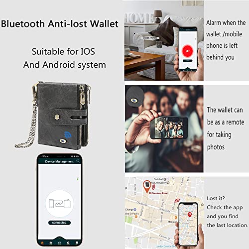 Anti-Lost Bluetooth Wallets for Men, Trackable Mens Wallet with GPS Position Locator & Finder Tracker