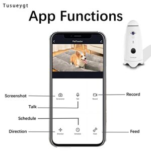 Tusueygt Dog Camera,180°View Pet Treat Tossing,Dog Camera with Phone App,1080p Dog Camera with Treat Dispenser,2 Way Audio,Pet Monitoring Camera with Phone App,2.4G/5G WiFi,Android/iOS