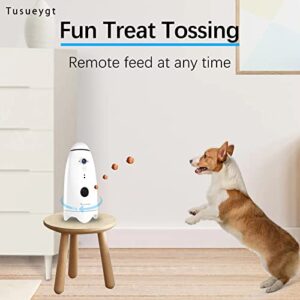 Tusueygt Dog Camera,180°View Pet Treat Tossing,Dog Camera with Phone App,1080p Dog Camera with Treat Dispenser,2 Way Audio,Pet Monitoring Camera with Phone App,2.4G/5G WiFi,Android/iOS