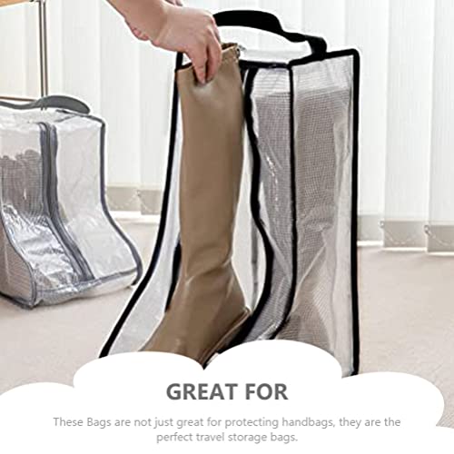 INOOMP 2pcs Storage Bag Clear Boot Storage Bags Shoe Bags with Zipper Tall Boots Organizers Protector Bag Reusable Shoe Storage Pouches Multi- Storage Bags for Home and Travel (Clear)