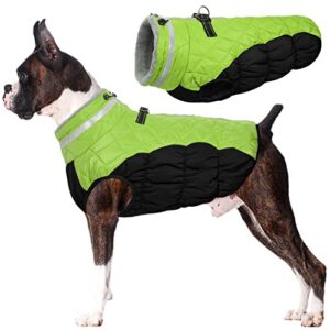 lelepet warm dog winter coat reflective zippered dog jacket with harness windproof dog cold weather coats snow jacket for small medium large dogs turtleneck fleece dog vest for winter, l