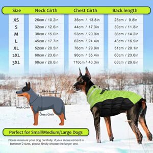 Lelepet Warm Dog Winter Coat Reflective Zippered Dog Jacket with Harness Windproof Dog Cold Weather Coats Snow Jacket for Small Medium Large Dogs Turtleneck Fleece Dog Vest for Winter, L