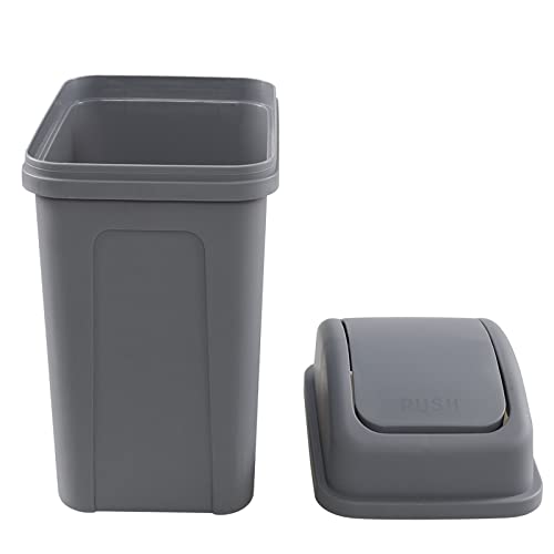 Idotry Plastic Swing Top Trash Can, Small Garbage Bin with Swing Lid, 1.8 Gallon, Gray