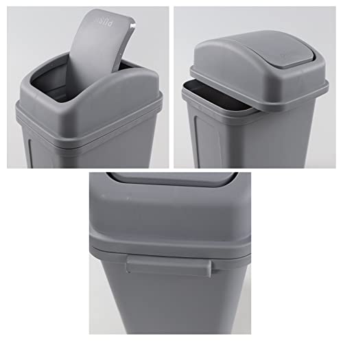 Idotry Plastic Swing Top Trash Can, Small Garbage Bin with Swing Lid, 1.8 Gallon, Gray