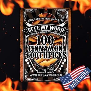 BiteMyWood Cinnamon Toothpicks For Adults Long Lasting Super Hot And Spicy Cinnamon Flavored Toothpicks Perfect For Someone Trying To Quit Smoking Lip Tingling Cinnamon Flavor (300 Picks)