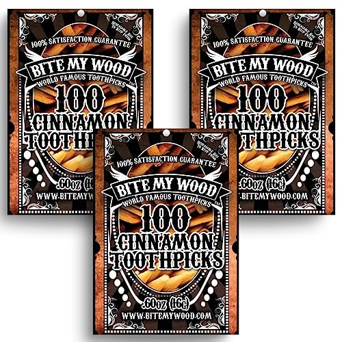 BiteMyWood Cinnamon Toothpicks For Adults Long Lasting Super Hot And Spicy Cinnamon Flavored Toothpicks Perfect For Someone Trying To Quit Smoking Lip Tingling Cinnamon Flavor (300 Picks)