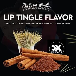 BiteMyWood Cinnamon Toothpicks For Adults Long Lasting Super Hot And Spicy Cinnamon Flavored Toothpicks Perfect For Someone Trying To Quit Smoking Lip Tingling Cinnamon Flavor (300 Picks)