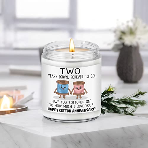 LEADO Scented Candles - 2 Year Anniversary, Funny Gifts for Her, Him, Husband, Wife - 2nd Wedding Anniversary, 2nd Anniversary Candle for Women, Men, Boyfriend, Girlfriend - Anniversary Present