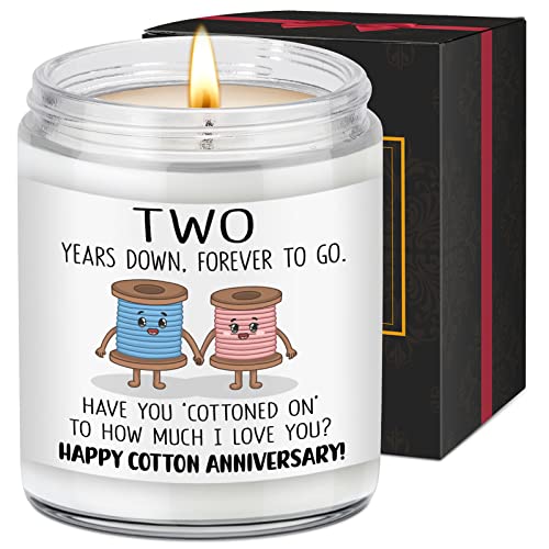 LEADO Scented Candles - 2 Year Anniversary, Funny Gifts for Her, Him, Husband, Wife - 2nd Wedding Anniversary, 2nd Anniversary Candle for Women, Men, Boyfriend, Girlfriend - Anniversary Present