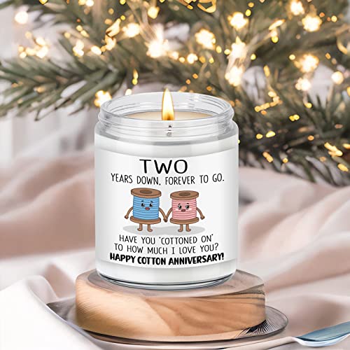 LEADO Scented Candles - 2 Year Anniversary, Funny Gifts for Her, Him, Husband, Wife - 2nd Wedding Anniversary, 2nd Anniversary Candle for Women, Men, Boyfriend, Girlfriend - Anniversary Present