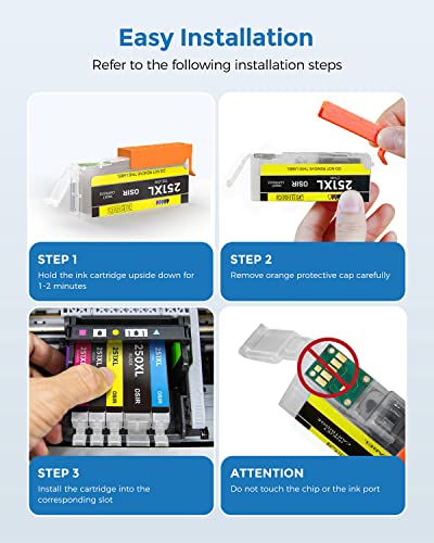 CLI-251XL Compatible Ink Cartridge Replacement for Canon 251 Ink Cartridges Combo Pack High Yield Use to PIXMA MX922, MG5420, MG5520, MG5522, MG6320, MG6620, MG7520, iP7220 Printer (3 Pack)