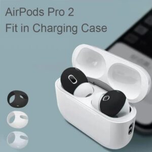 ALXCD Fit in Case Eartips Compatible with AirPods Pro 2 Earbuds 2nd Generation 2022, Anti Slip Silicone Earbuds Covers Ear Tips, Compatible with AirPods Pro 2, 6 Pairs Black White Clear