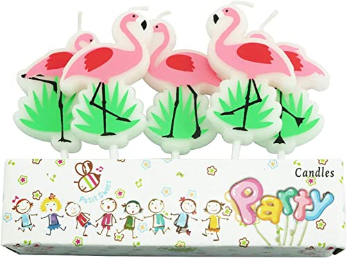 JCBIZ 5pcs Birthday Cake Candles Flamingo Pattern 25x25mm Creative Candles for Party Supplies, Cake Decoration