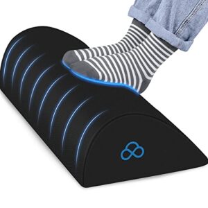 steplively foot rest for under desk at work-ergonomic design foot stool for fatigue&pain relief with memory foam,non slip bead,washable cover-under desk footrest for office,home,gaming(black-long)