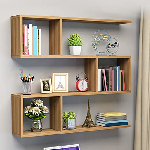 LITFAD Floating Shelf for Wall Storage, Decor Bookcase Engineered Wood Book Shelf Wall Shelf for Study Room Office Living Room - Natural 47.2" L x 7.9" W x 29.5" H