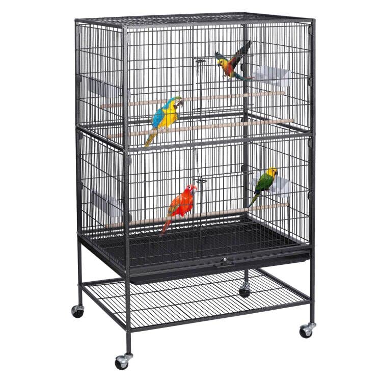 ZENY 52-Inch Bird Cage, Wrought Iron Standing Large Flight King Birdcage with Rolling Stand, Parakeet Parrot Cage for Large Birds Cockatiels African Grey Quaker Amazon Sun Pigeons