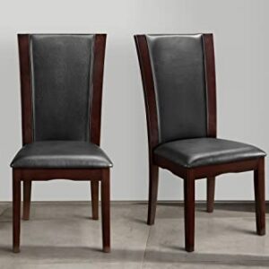 Andmakers Mesilla Espresso Finish Dark Brown Faux Leather Dining Chair (Set of 2)