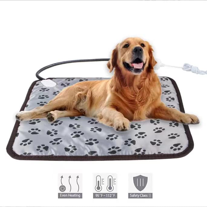 Heated Pet Pad, Self-Warming Pet Pad, Heated Pet Bed, Electric Heating pad for Cats Dogs, Temperature Adjustable Heating Pad