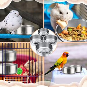 6 Pcs Bird Food Bowl Bird Feeding Dish Cups Stainless Steel Bird Water Feeder with Clamp 6 Rattan Balls and 4 Grinding Cage Perch Bird Toys Bird Perches for Budgies Parakeet Macaw Small Animals