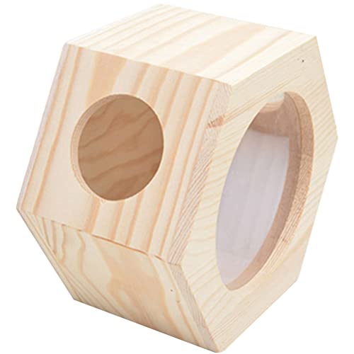 Ipetboom Hamster Wooden House Hamster Hideout Wood House Chinchilla Toys Hamster House Castle Small Animal Hideout Nesting Habitat Multi-Layer Rat Room Small Pet Hut