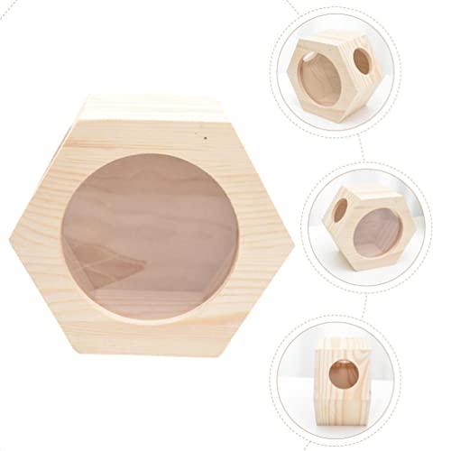 Ipetboom Hamster Wooden House Hamster Hideout Wood House Chinchilla Toys Hamster House Castle Small Animal Hideout Nesting Habitat Multi-Layer Rat Room Small Pet Hut