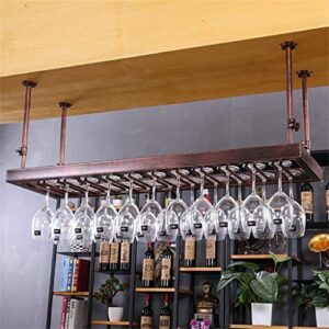 stylish simplicity stemware racks, ceiling mounted hanging wine bottle holder metal goblet wine glass rack iron storage unit floating shelves goblet organiser for bars/living room, pibm, bronze, l