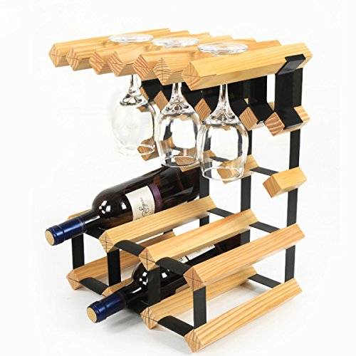 Wine Rack Stylish Simplicity Solid Wood Ornaments Creative Wine Cupboard Restaurant European Solid Wood Goblet Rack, PIBM, Wood Color