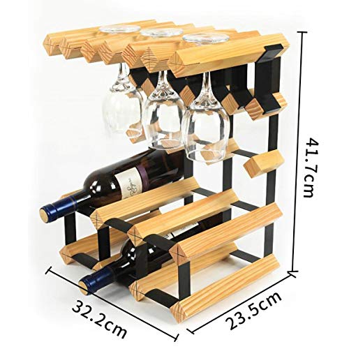 Wine Rack Stylish Simplicity Solid Wood Ornaments Creative Wine Cupboard Restaurant European Solid Wood Goblet Rack, PIBM, Wood Color