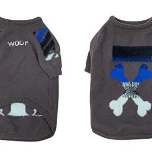 ChoChoCho Woof Knit Dog Sweater, Fashion Design Thermal Knitted Dog Sweaters for Dogs Puppy Small Medium Large, Warm Doggy Sweater Winter Clothes (Blue/Grey, 5XL)